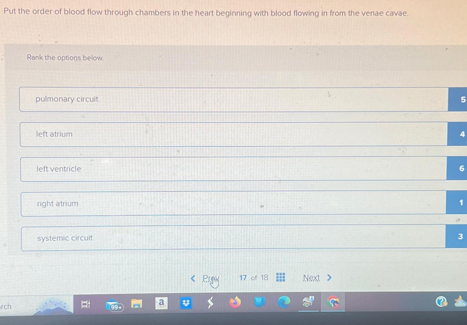 Solved Put the order of blood flow through chambers in the | Chegg.com