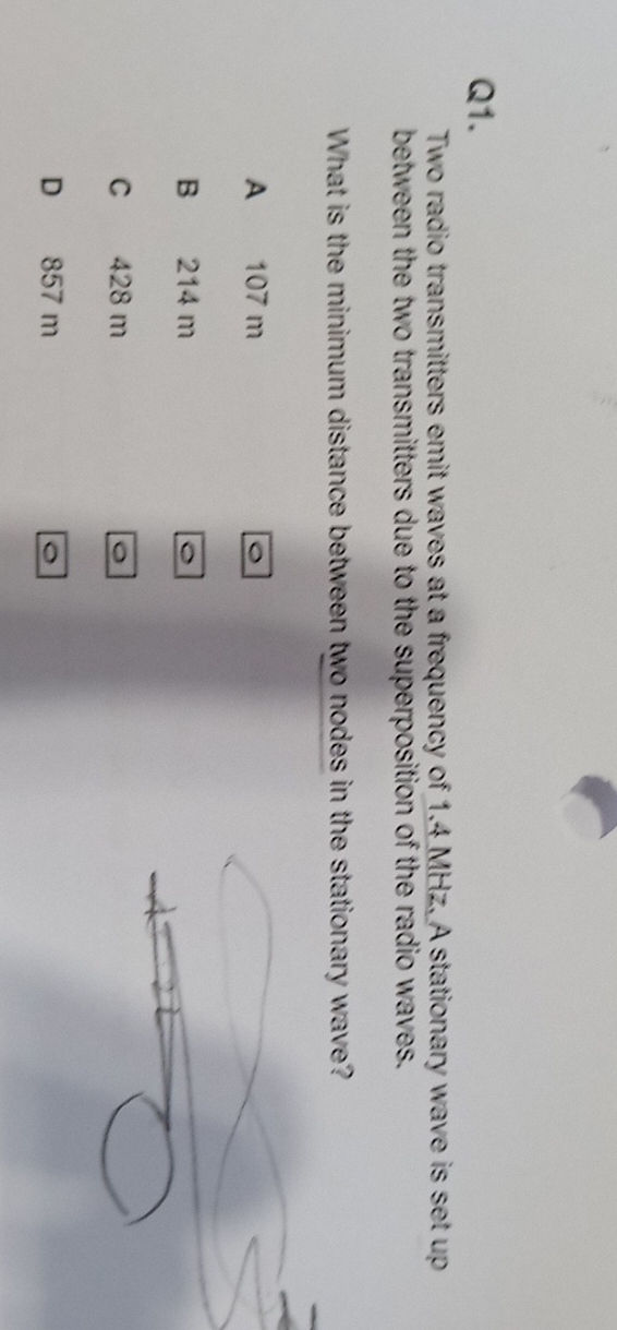 Solved Q1.Two radio transmitters emit waves at a frequency | Chegg.com