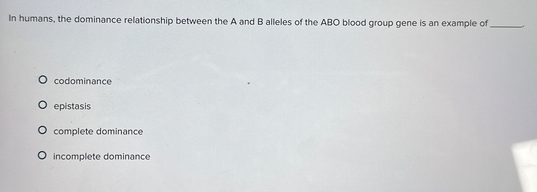 Solved In humans, the dominance relationship between the A | Chegg.com