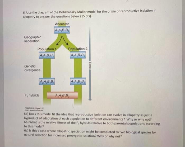 Solved 6. Use the diagram of the Dobzhansky-Muller model for | Chegg.com