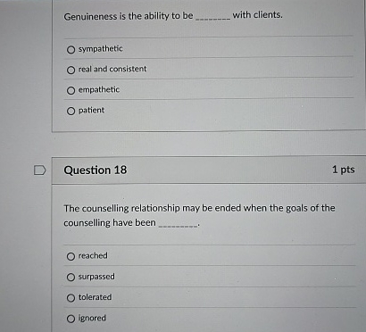 Genuineness is the ability to be q, ﻿with | Chegg.com