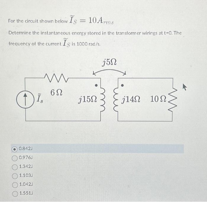 Solved Determine the instantaneous energy stored in the | Chegg.com
