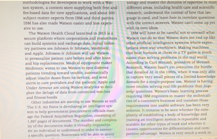 Solved Does IBM's Watson Have a Future in Business? CASE | Chegg.com