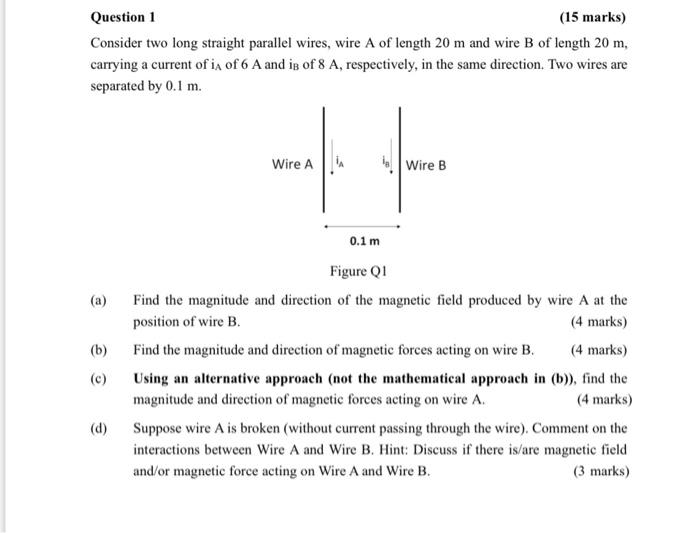 Solved Consider two long straight parallel wires, wire A of | Chegg.com