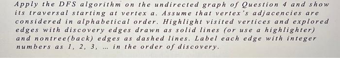Solved Apply The Dfs Algorithm On The Undirected Graph Of 3535