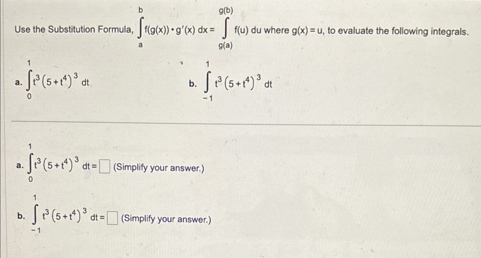 Solved Use the Substitution Formula, | Chegg.com