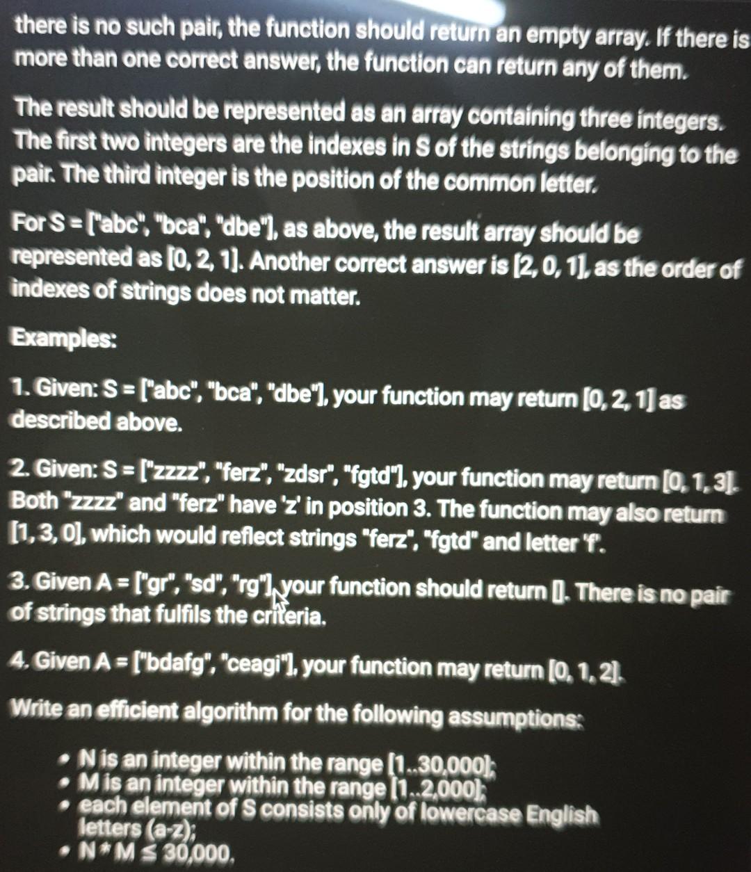 Solved You are given an array S consisting of N strings. | Chegg.com