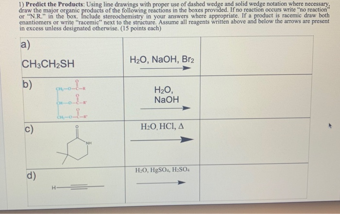 Solved Predict the Products: Using line drawings with proper | Chegg.com