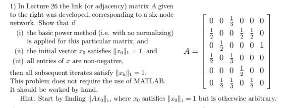 Solved CI ICI 1) In Lecture 26 the link (or adjacency) | Chegg.com