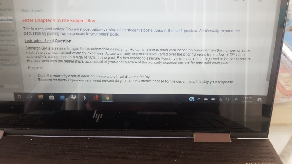 Solved Click to Launch scussion] Enter Chapter 9 in the | Chegg.com