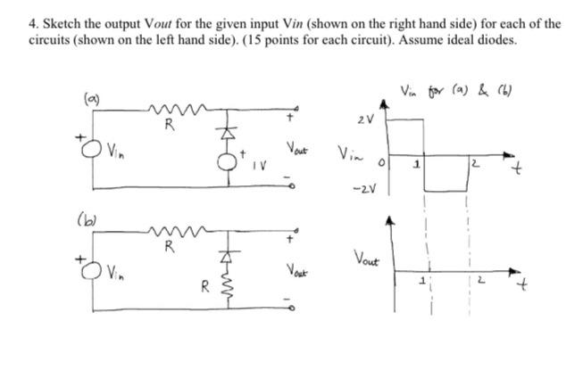 Solved 4. Sketch the output Vout for the given input Vin | Chegg.com