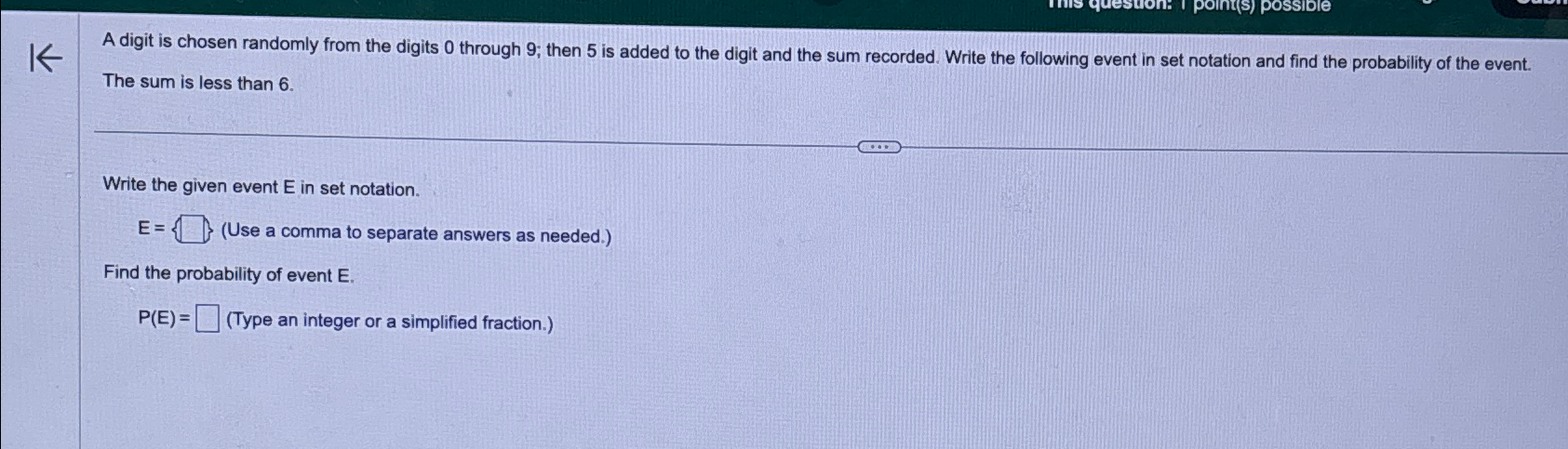 Solved A digit is chosen randomly from the digits 0 ﻿through | Chegg.com