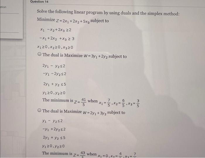 Solved Solve the following linear program by using duals and | Chegg.com