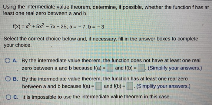 Solved Using the intermediate value theorem, determine, if | Chegg.com