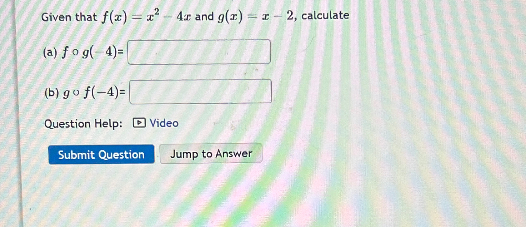 Solved Given that f(x)=x2-4x ﻿and g(x)=x-2, | Chegg.com
