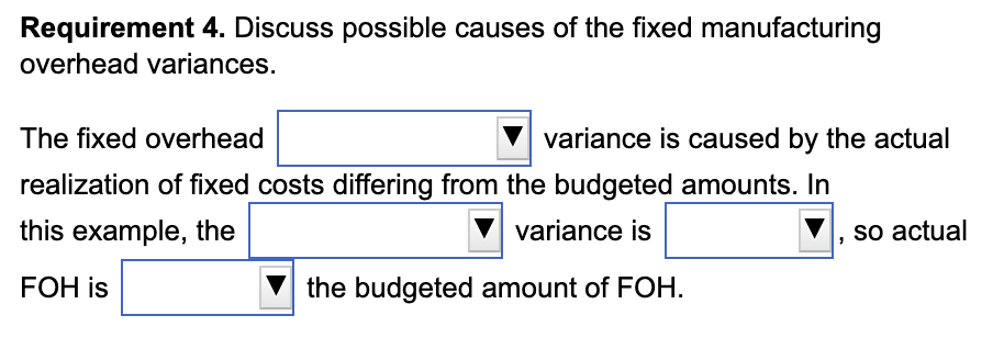 Solved Requirement 4. ﻿Discuss possible causes of the fixed | Chegg.com