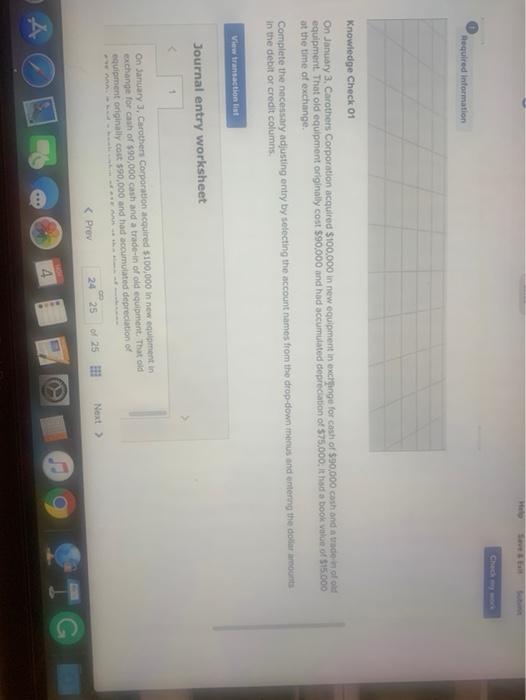 Solved Required information Knowledge Check 01 On January 3, | Chegg.com