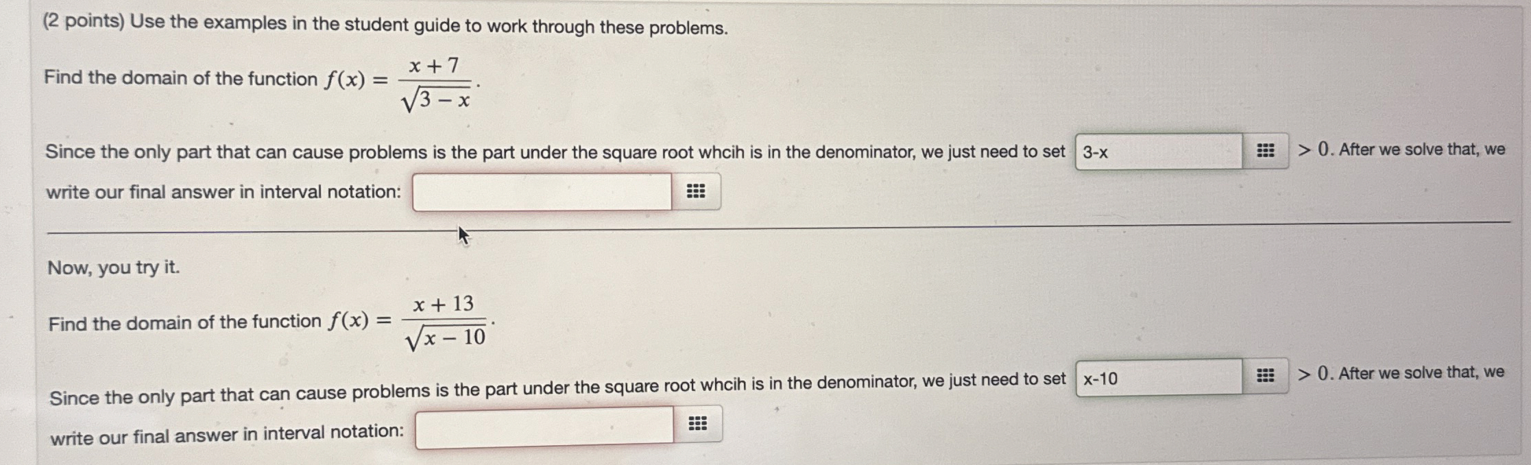 Solved (2 ﻿points) ﻿Use the examples in the student guide to | Chegg.com