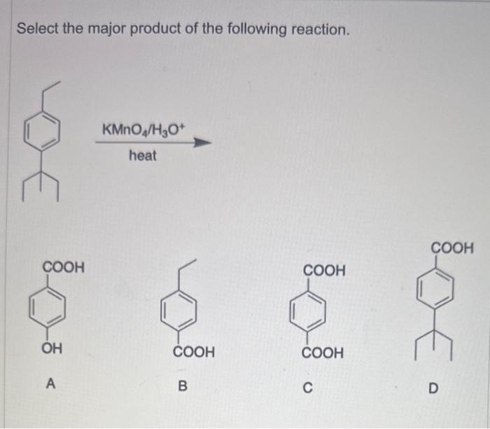 Solved Select the major product of the following reaction. | Chegg.com