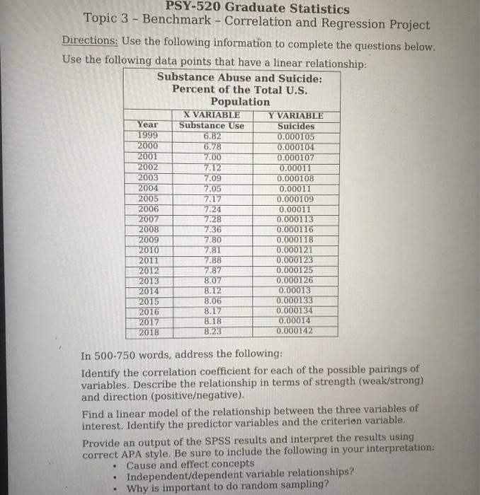 Solved PSY-520 Graduate Statistics Topic 3 - Benchmark - | Chegg.com