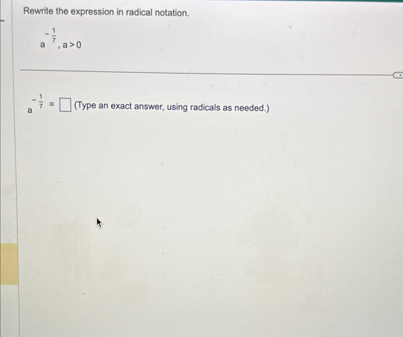 Solved Rewrite the expression in radical | Chegg.com