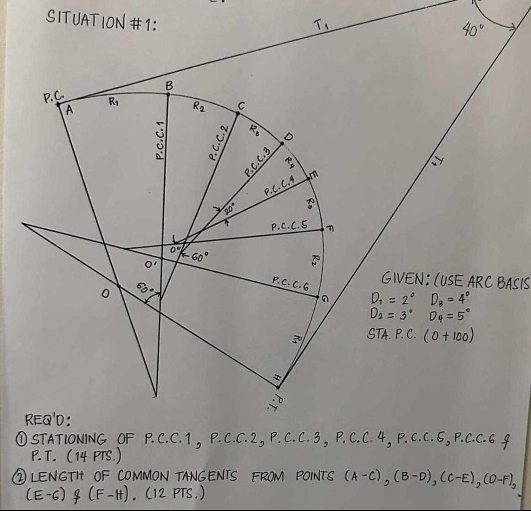 Solved SITUATION\#1: T1 GIVEN: (USE ARC BASIS D1=2∘D3=4∘ | Chegg.com