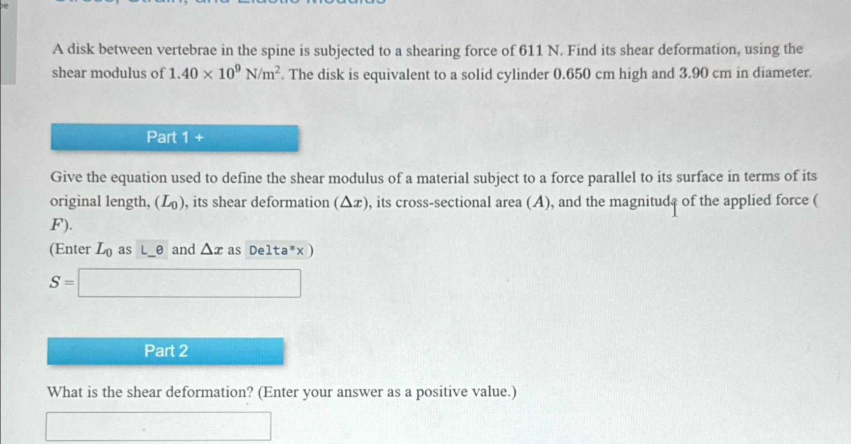 Solved A disk between vertebrae in the spine is subjected to | Chegg.com