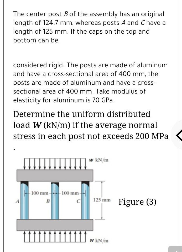 Solved The center post B of the assembly has an original | Chegg.com