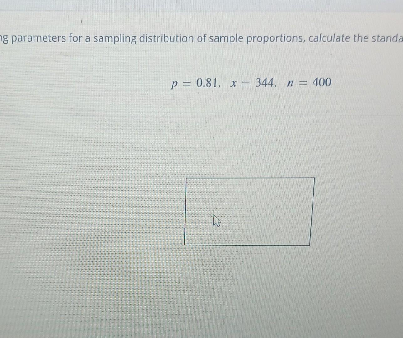 Solved g parameters for a sampling distribution of sample | Chegg.com