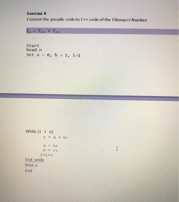 Solved Exercise 4 Convert the pseudo code to CH code of the | Chegg.com