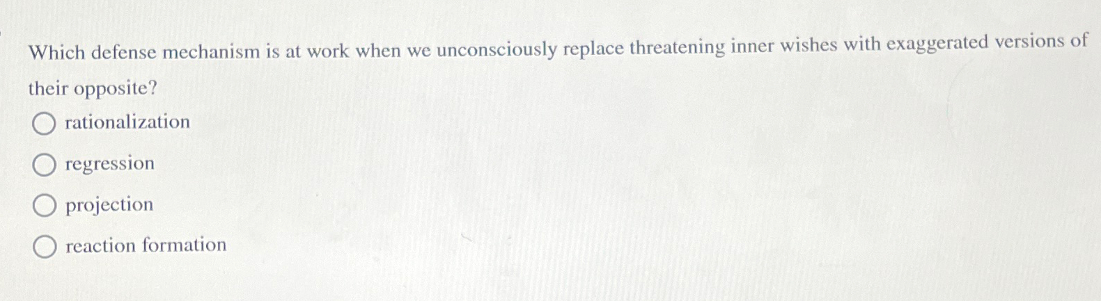 Solved Which defense mechanism is at work when we | Chegg.com