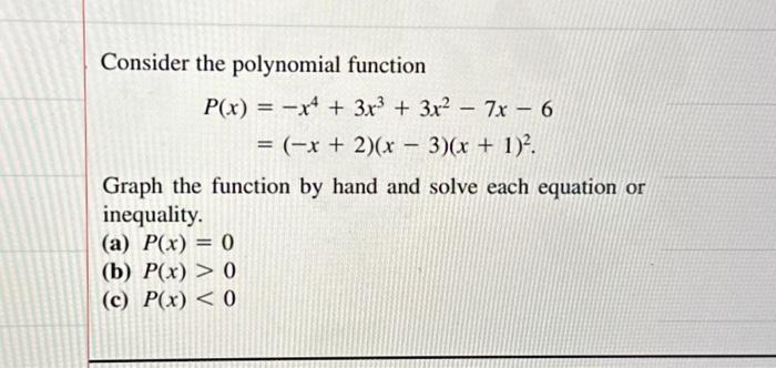 Solved Consider the polynomial function P(x) = -x + 3x³ + | Chegg.com