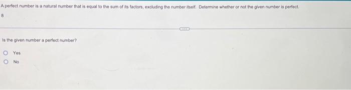 Solved A perfect number is a natural number that is equal to | Chegg.com