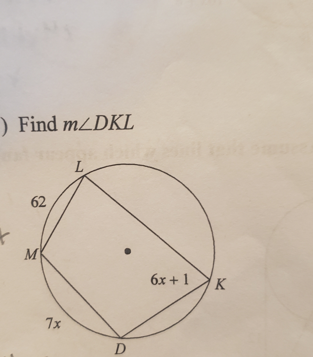 Solved find the measure of the arc or angle indicated. | Chegg.com