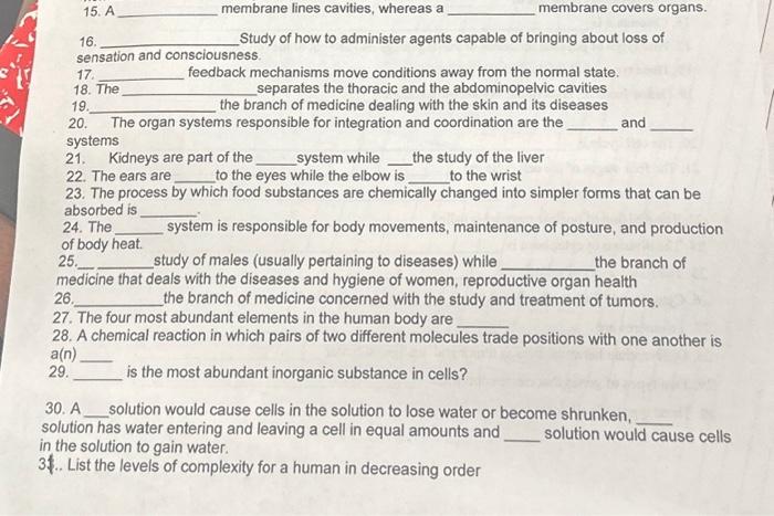 Solved ANSWER FULL QUESTION OR LET SOMEONE ELSE DO IT 1-15 | Chegg.com