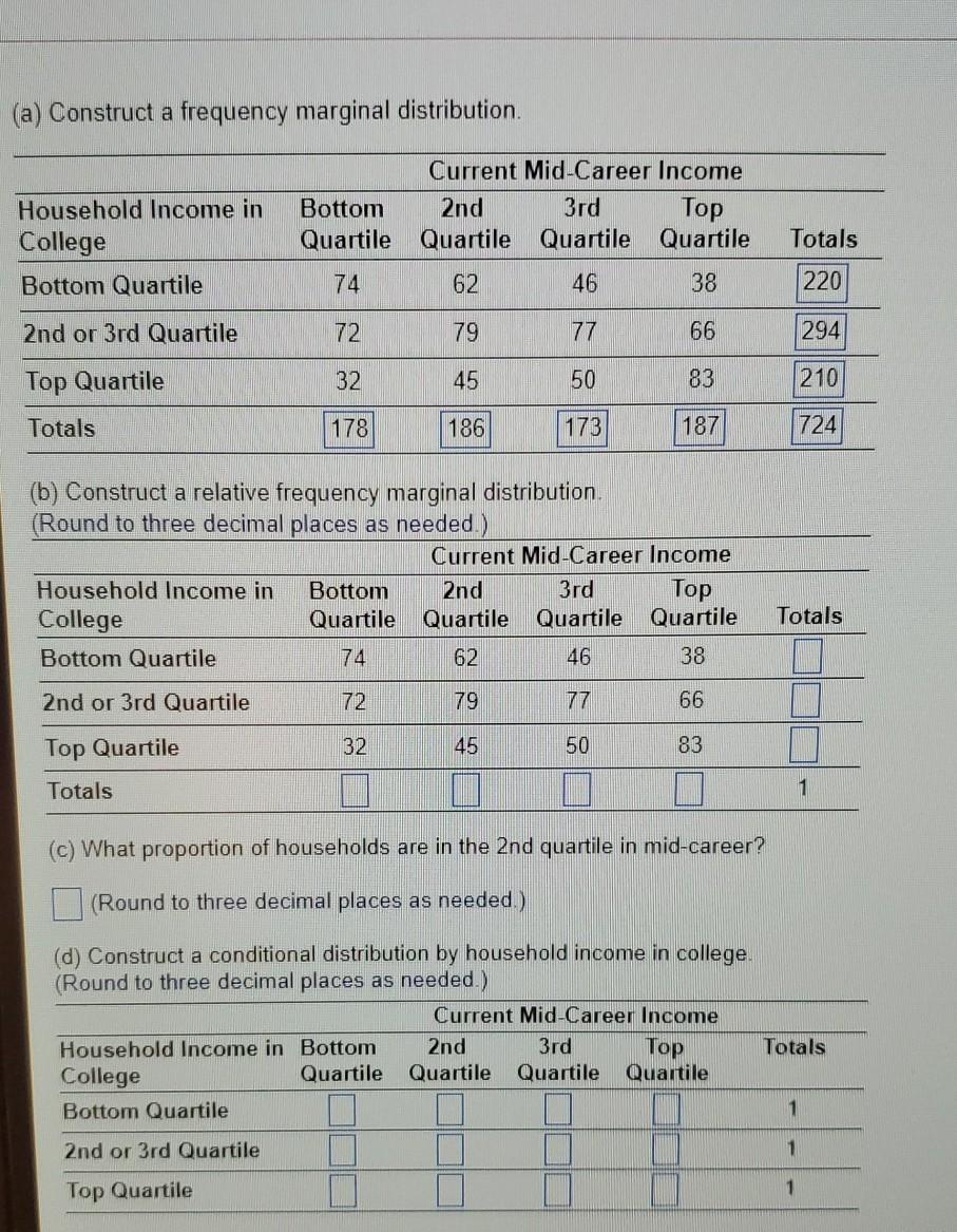 Solved (a) Construct a frequency marginal distribution. | Chegg.com