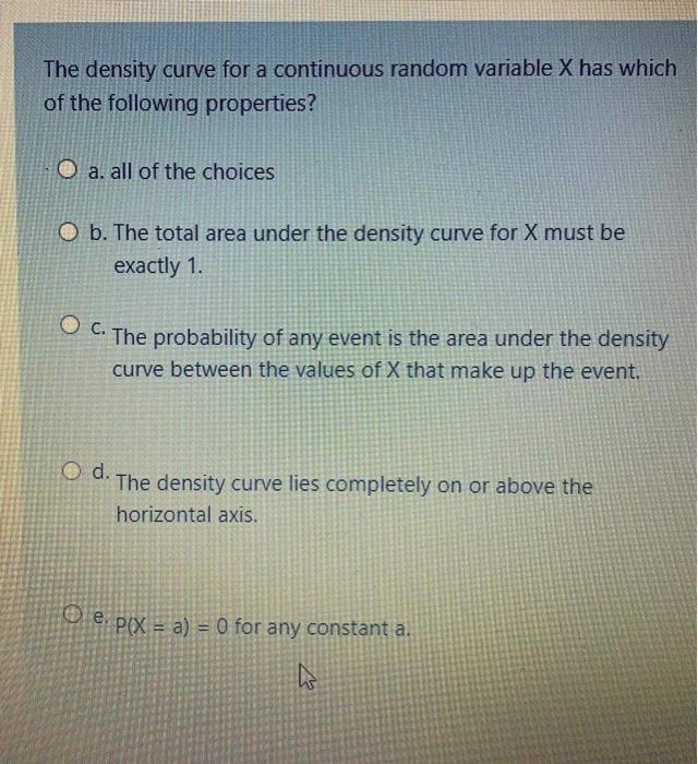 Solved The density curve for a continuous random variable X | Chegg.com