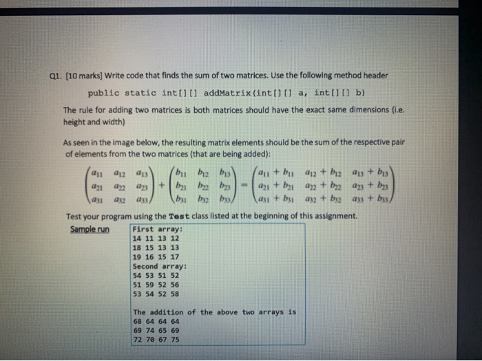 Solved Q1. [10 marks] Write code that finds the sum of two | Chegg.com