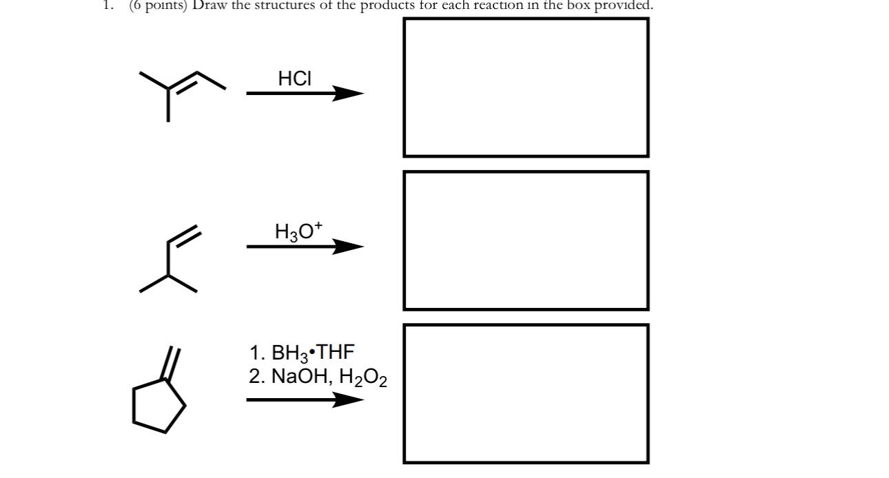 Solved (6 ﻿points) ﻿Draw the structures of the products for | Chegg.com