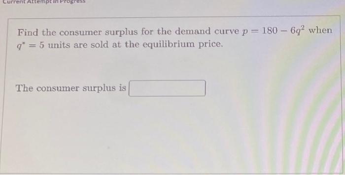 Solved Find the consumer surplus for the demand curve | Chegg.com