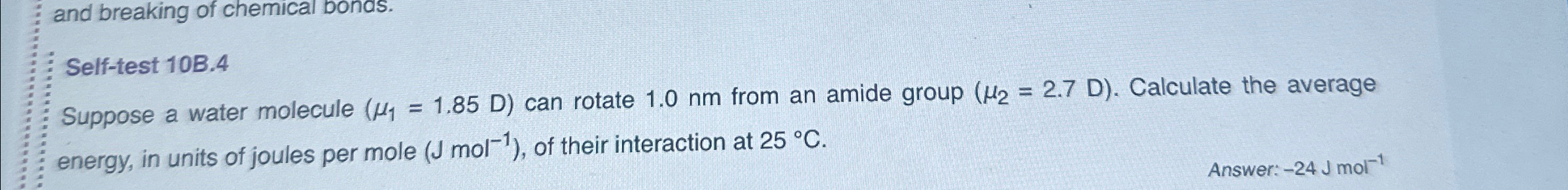 Solved Suppose a water molecule ( μ1=1.85D ) ﻿can rotate | Chegg.com