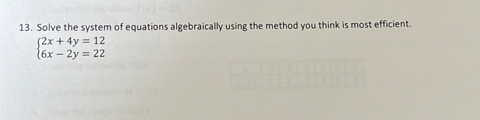 Solved Solve the system of equations algebraically using the | Chegg.com