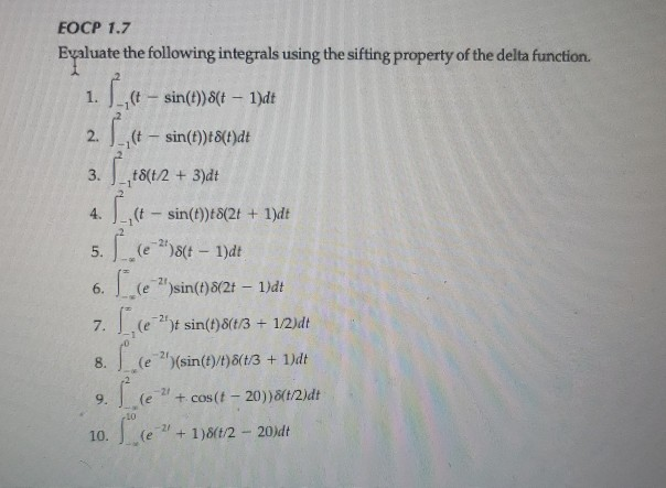 Solved 1. 2. 3. 4. FOCP 1.7 Evaluate the following integrals | Chegg.com