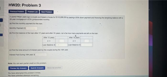 Solved 1 HW20: Problem 3 Previous Problem Probiern List Next | Chegg.com