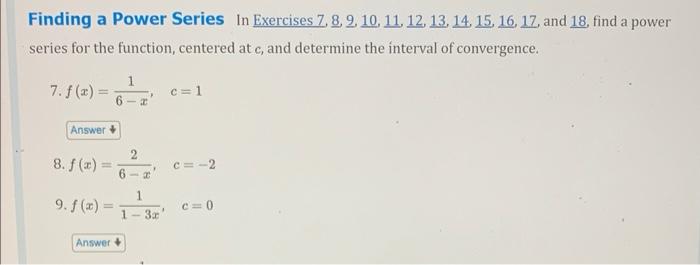 Solved Finding a Power Series In Exercises | Chegg.com