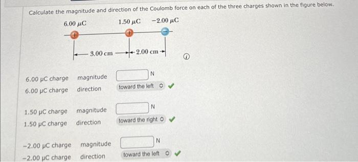 Solved Calculate the magnitude and direction of the Coulomb | Chegg.com