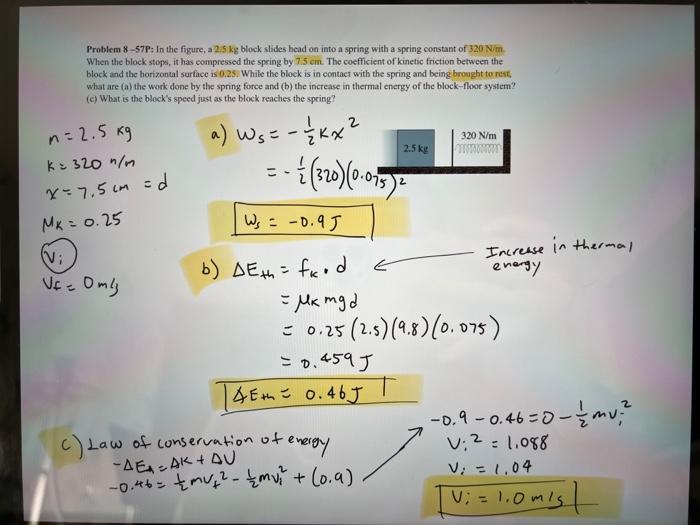 Solved For Part A, why is work done by the spring | Chegg.com