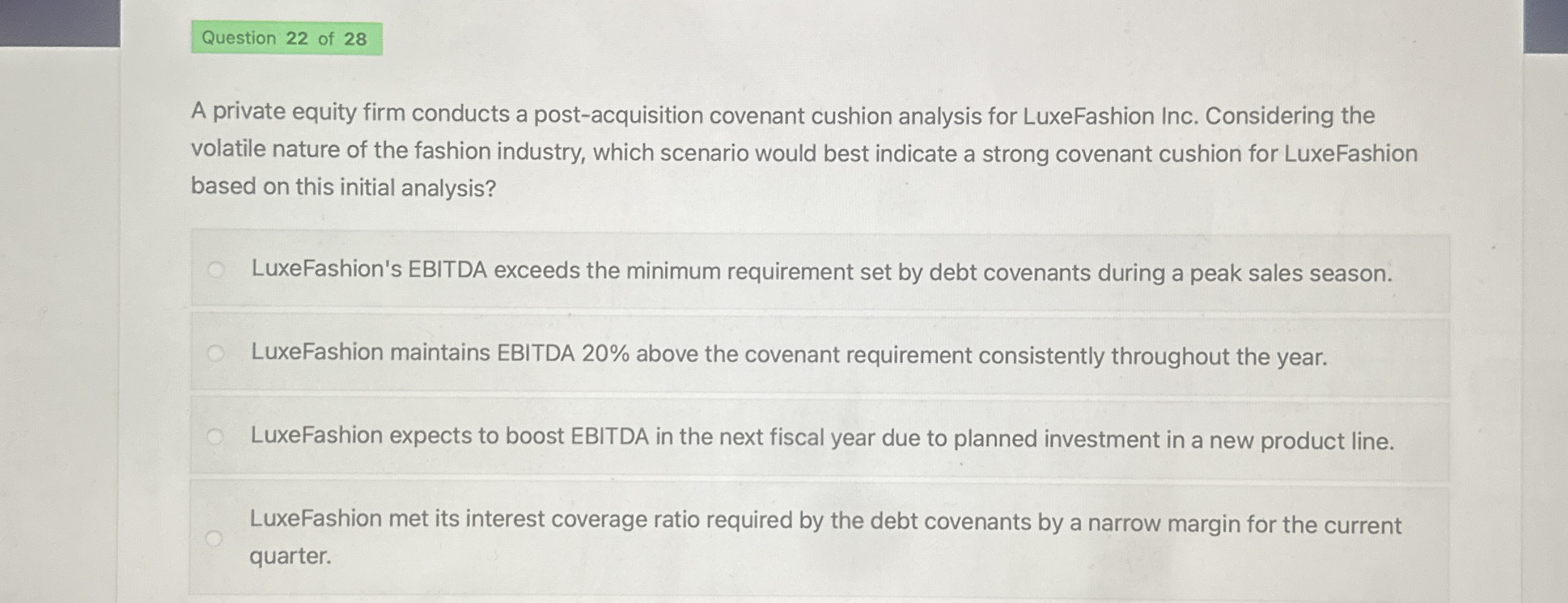 Solved Question 22 ﻿of 28A private equity firm conducts a | Chegg.com