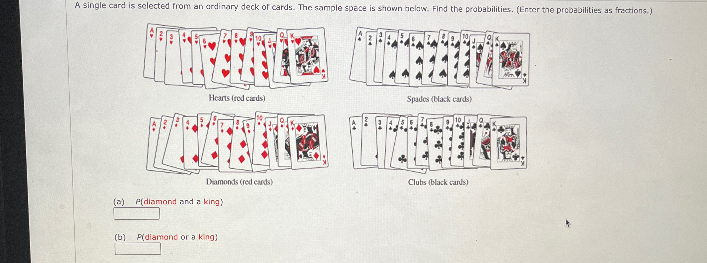 Solved A single card is selected from an ordinary deck of | Chegg.com