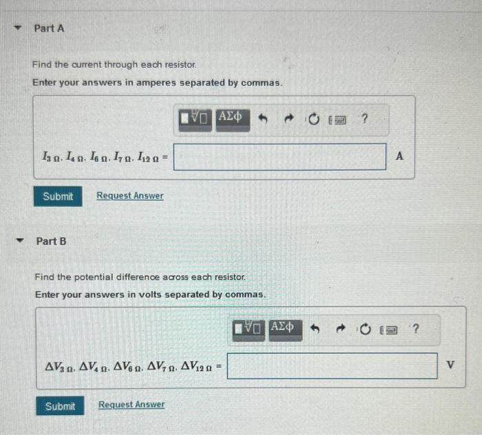 Solved Find the current through each resistor. Enter your | Chegg.com
